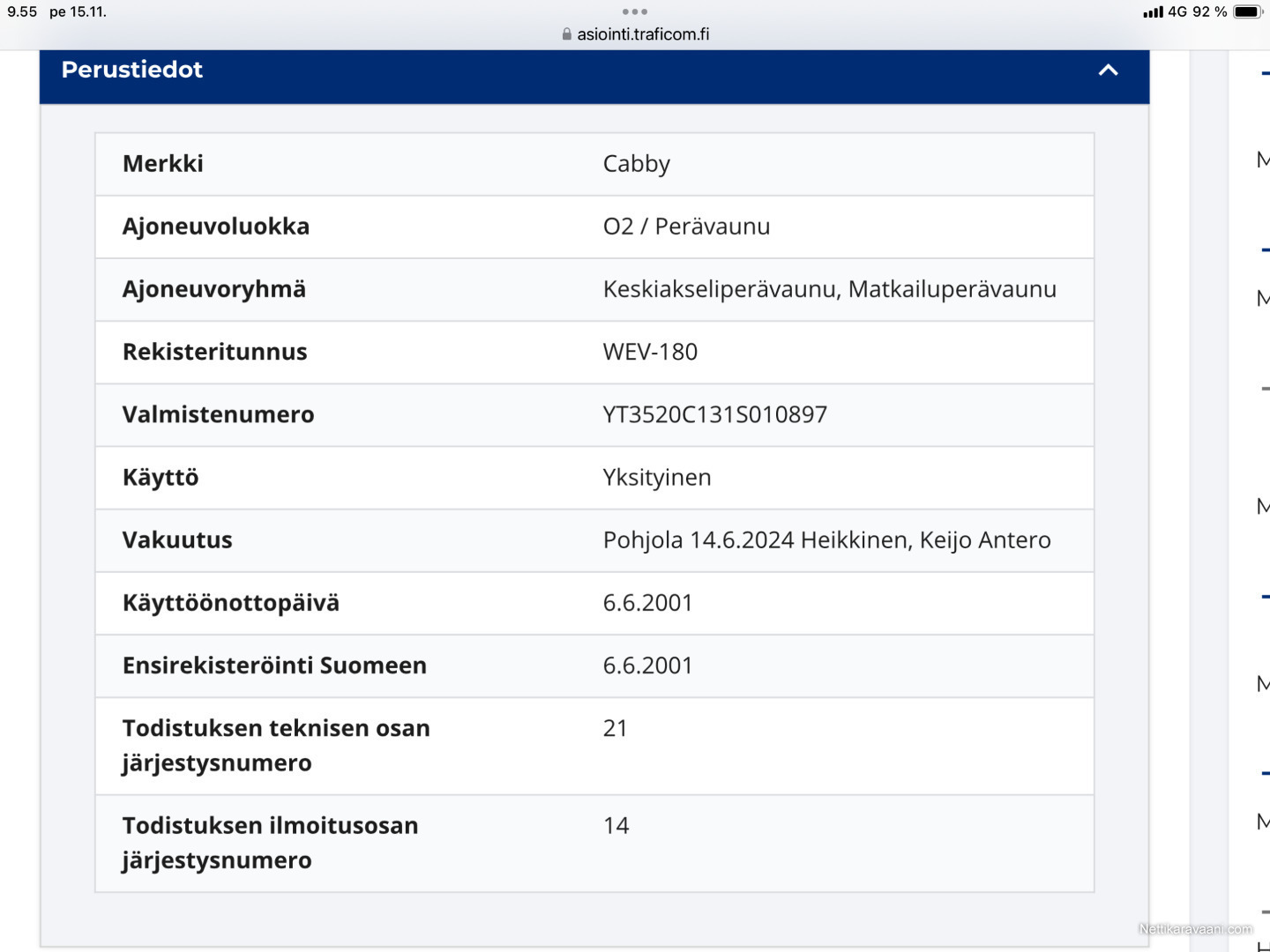 Cabby 52 CC cisium 2001 - Matkailuvaunu - Nettikaravaani
